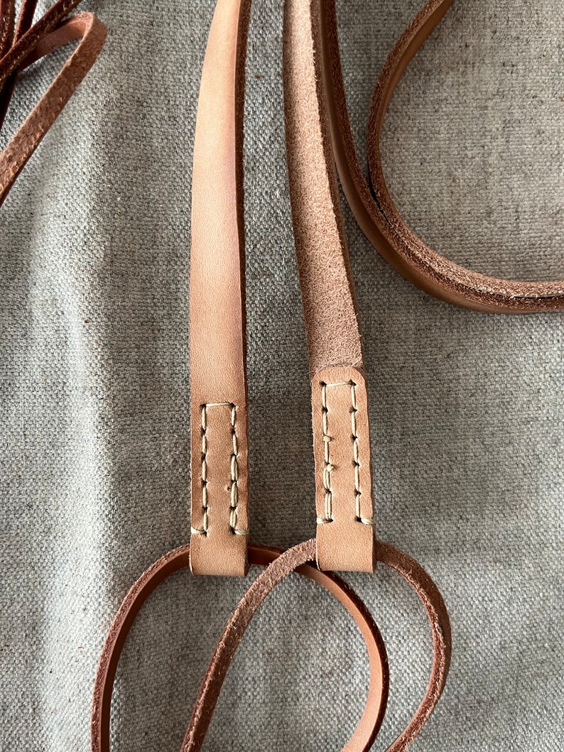 Leather Powderhorn Strap Handstitched With Linen - Etsy