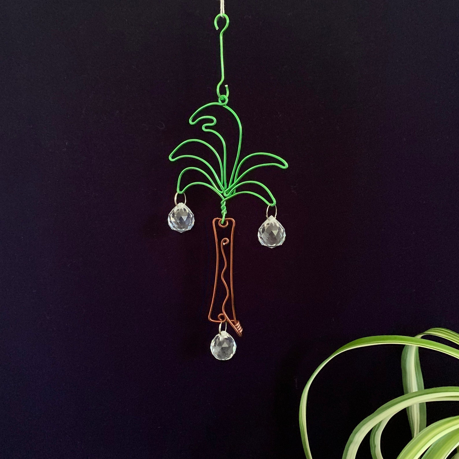 Wire Art Palm Tree Prism Suncatcher: Handmade Rainbow Maker - Etsy