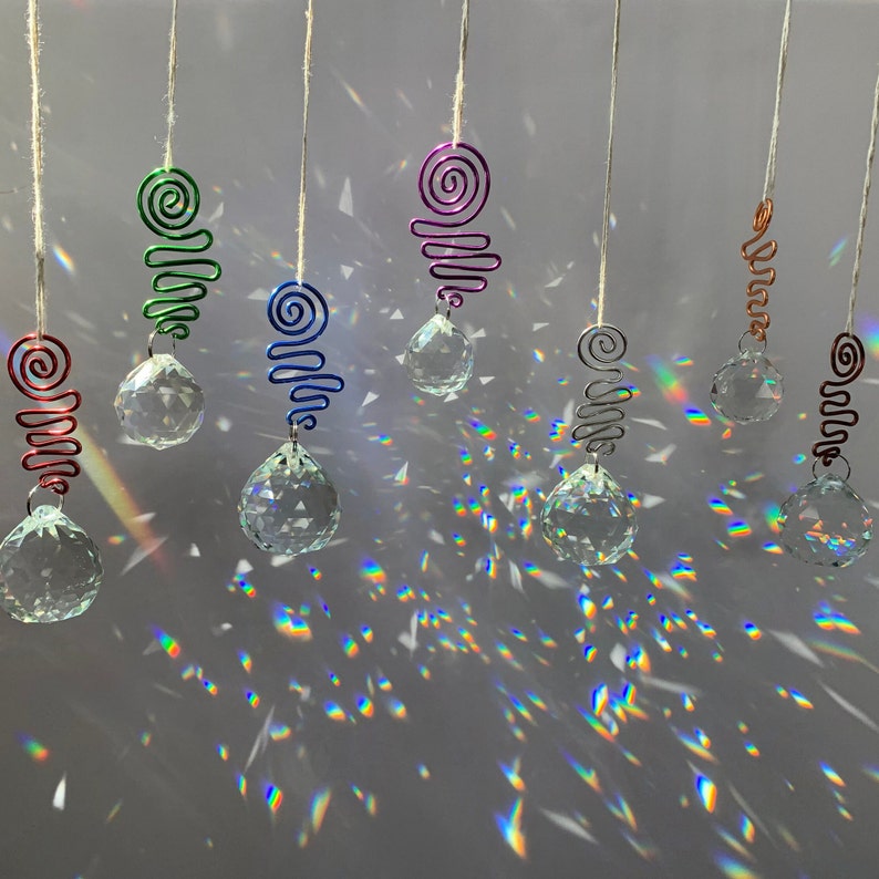 Handmade Crystal Ball Suncatcher: Rainbow Prism With Wire Art Hook - Etsy