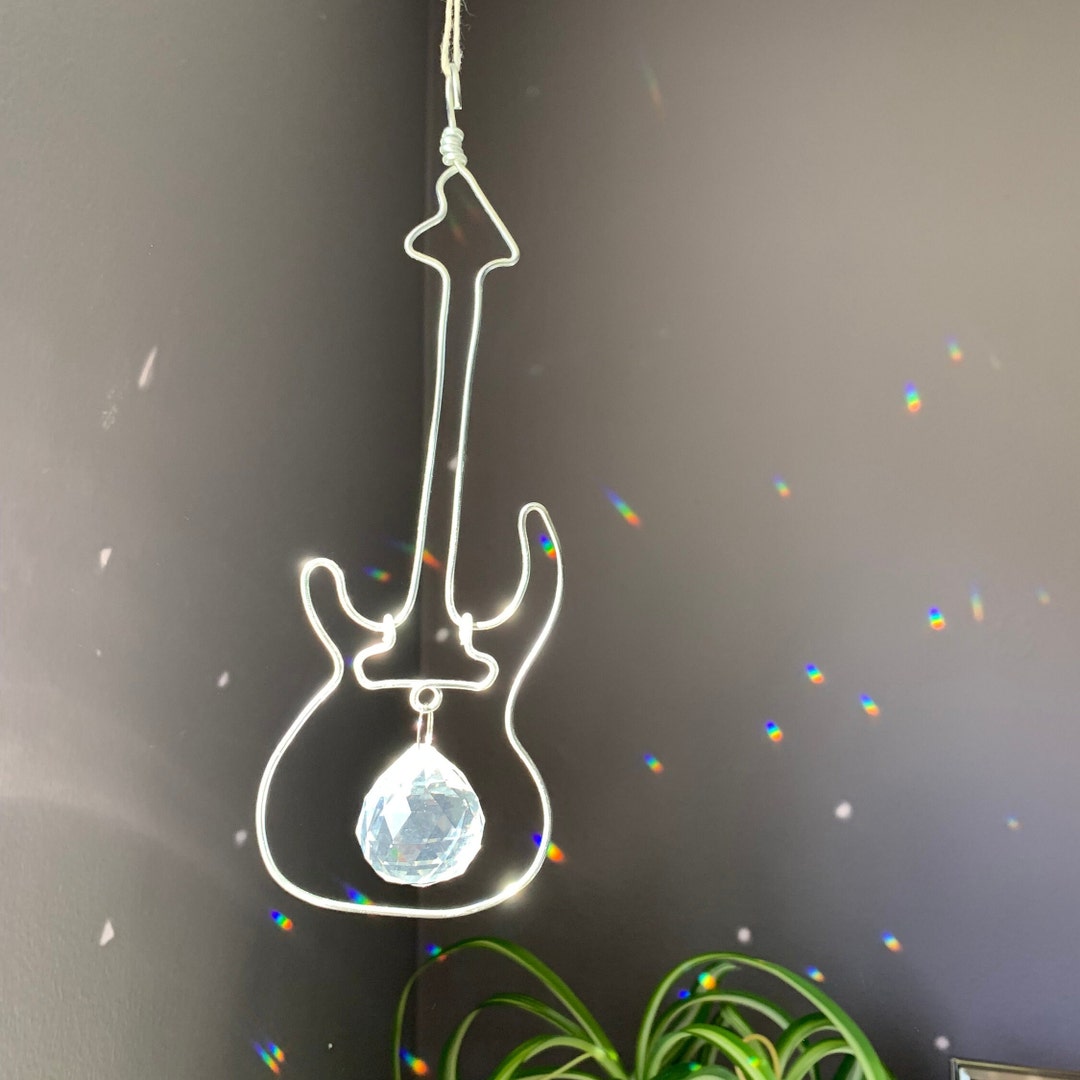 Rockin' Electric Guitar Minimalist Wire Jewelry Features High Clarity ...
