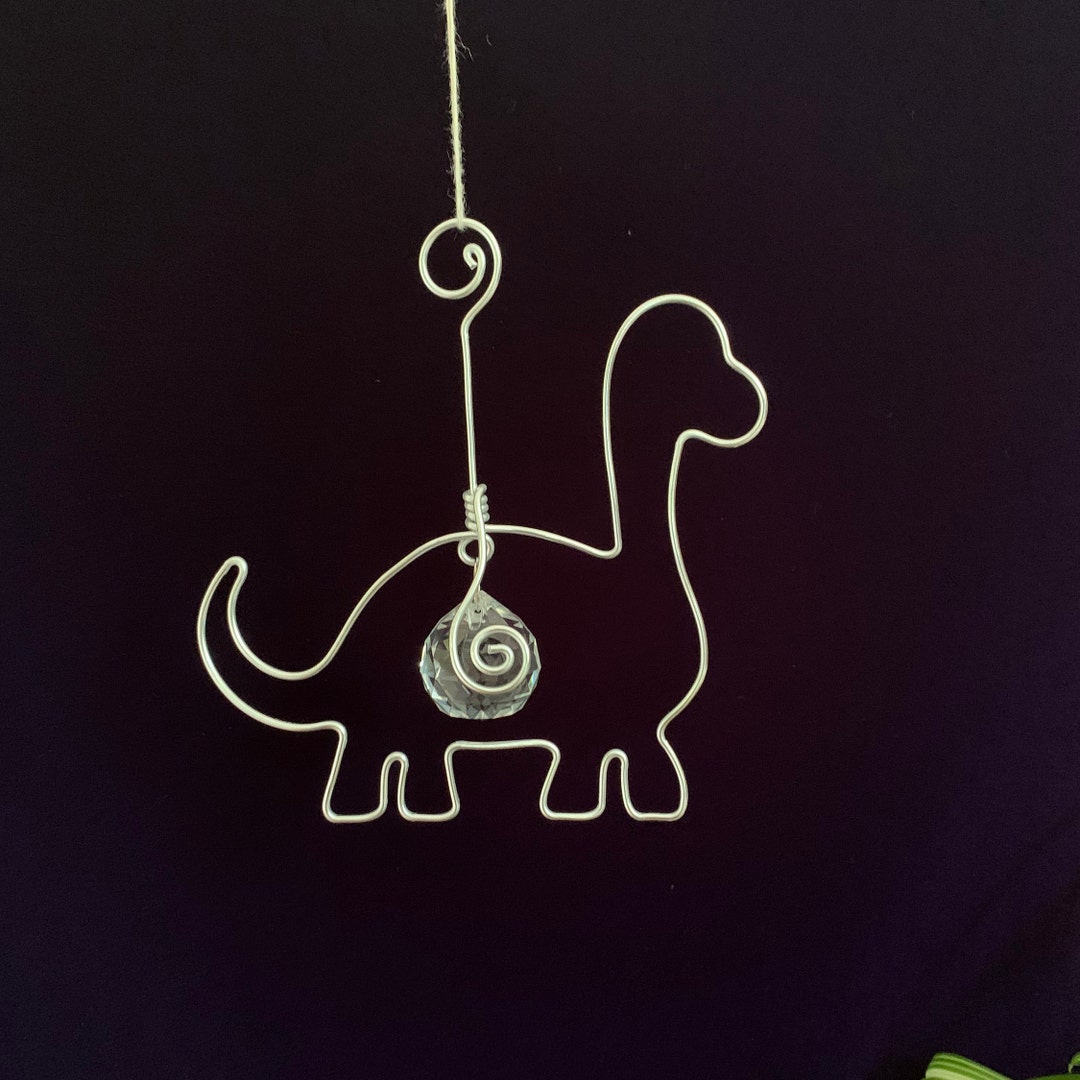 Wire Art Brontosaurus Suncatcher: Crystal Prism Rainbow Maker - Etsy