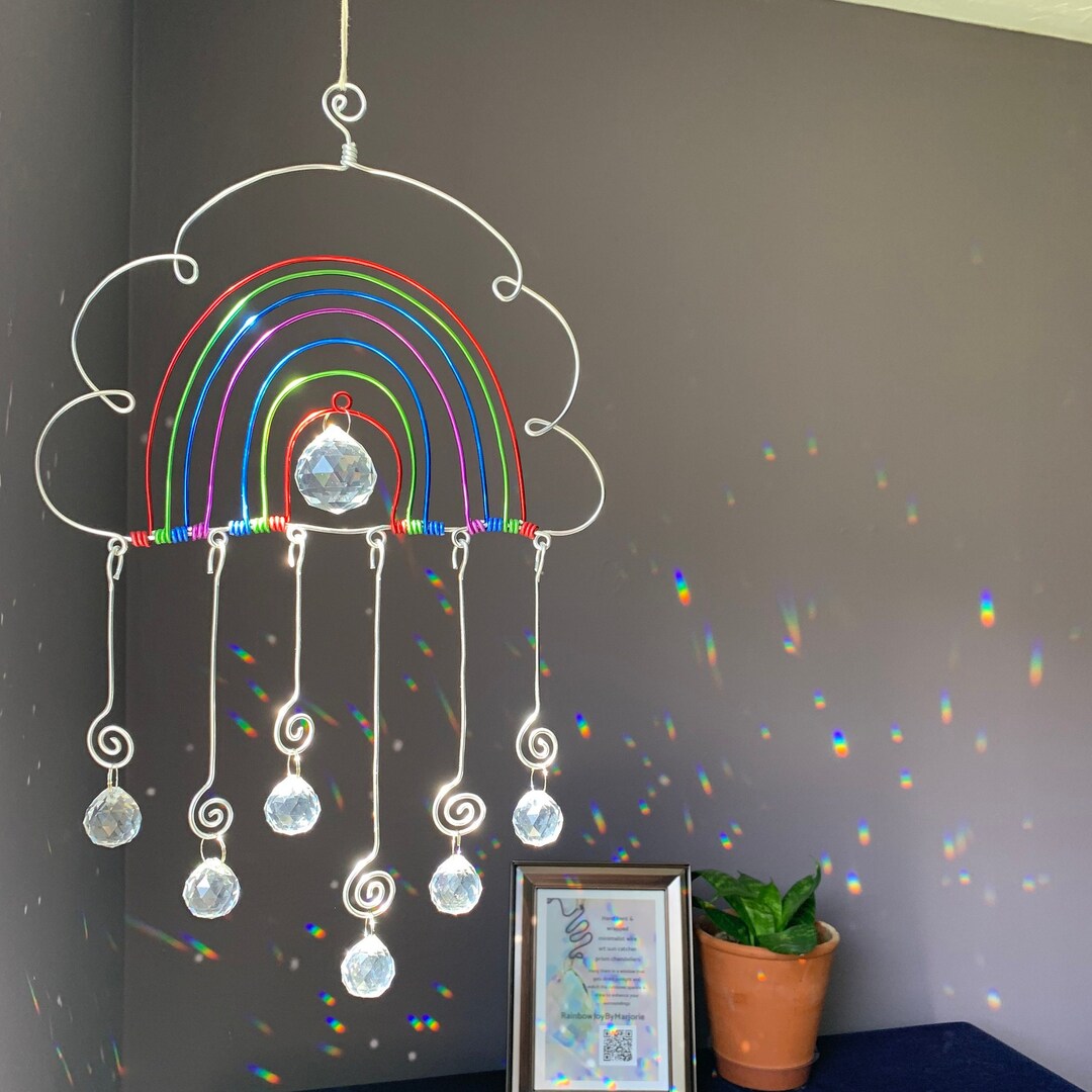 Handcrafted Wire Art Rainbow Rain Cloud Crystal Ball Prism - Etsy