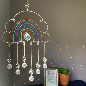 Handcrafted Wire Art Rainbow Rain Cloud Crystal Ball Prism Rainbow ...