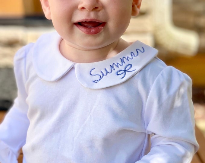 Personalized Peter Pan Collar Top, Preppy Fall Outfit, Baby Girl ...