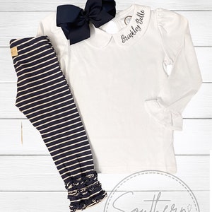 Personalized Peter Pan Collar Top Preppy Fall Outfit Baby | Etsy