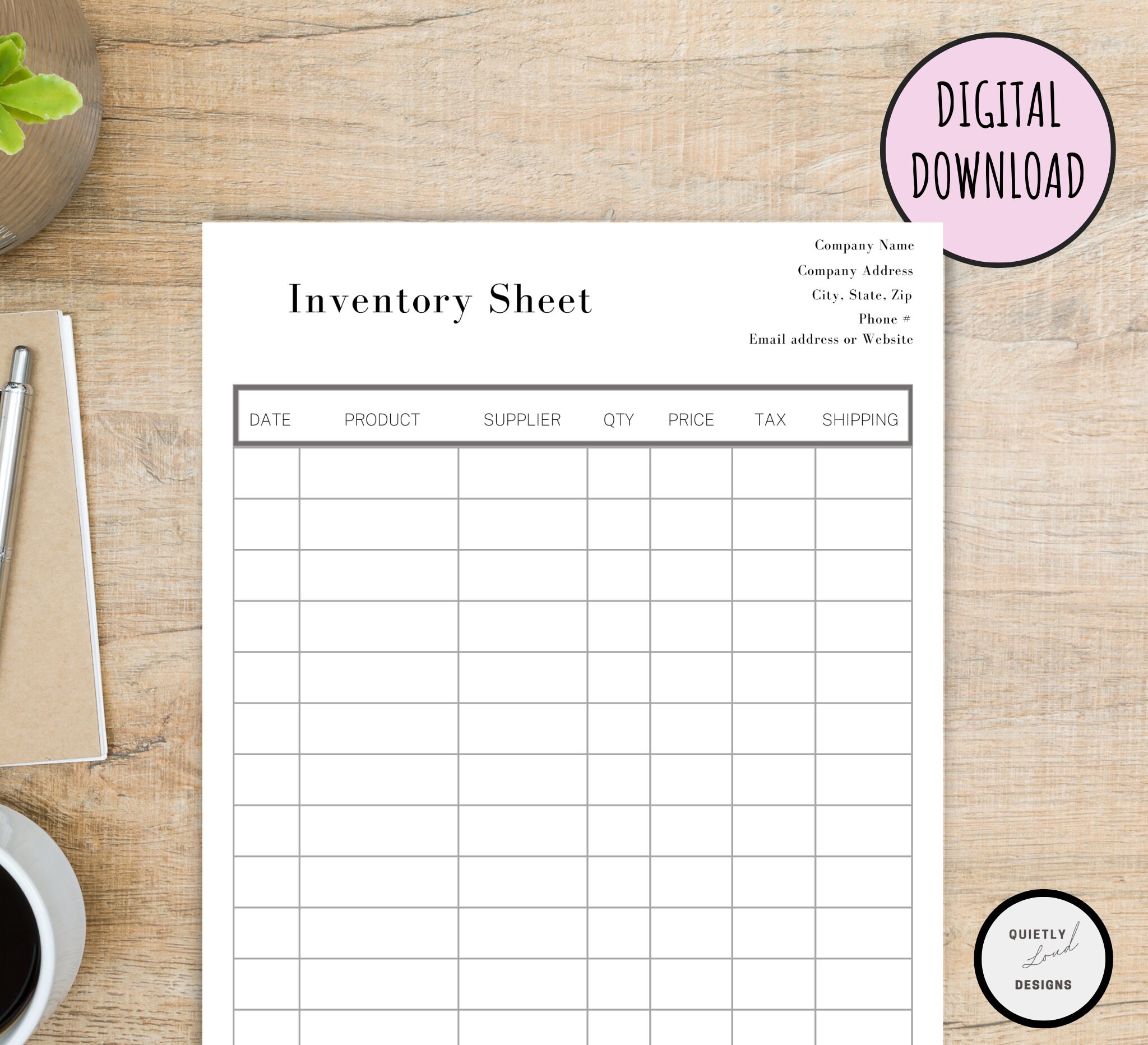 Editable Inventory Management Form I Small Business Inventory Sheet I ...