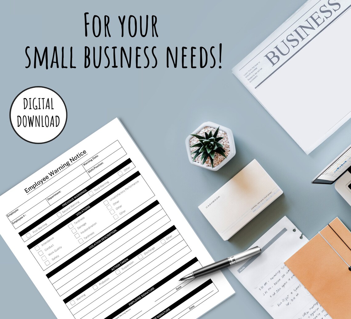 Employee Warning Notice Printable Small Business Digital - Etsy