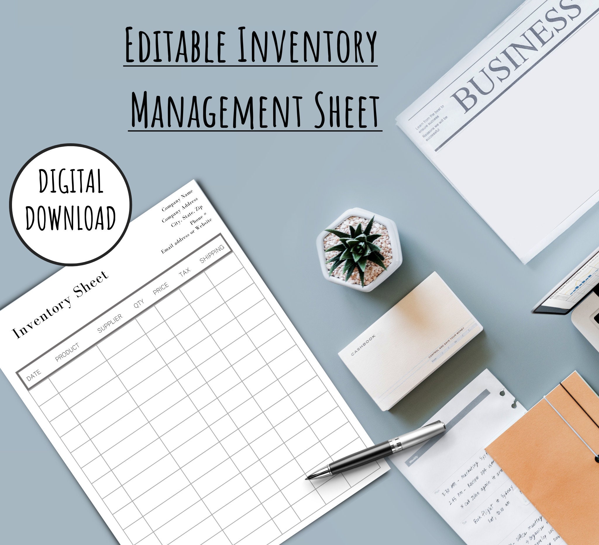 Editable Inventory Management Form I Small Business Inventory Sheet I ...