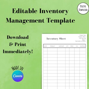 Editable Inventory Management Form I Small Business Inventory Sheet I ...