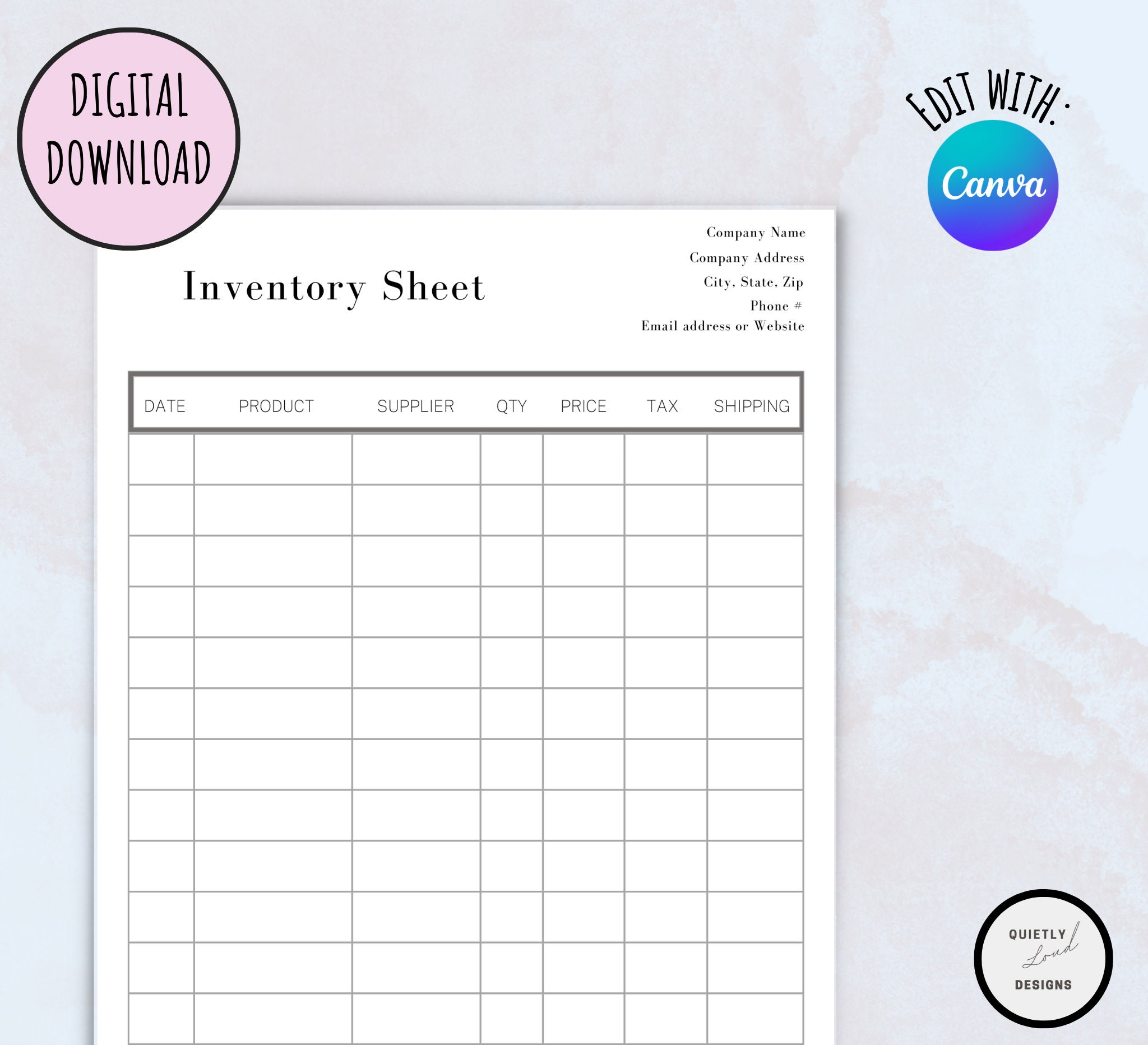 Editable Inventory Management Form I Small Business Inventory Sheet I ...