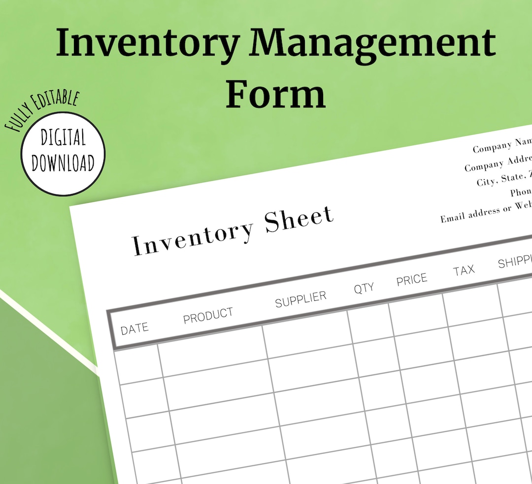 Editable Inventory Management Form I Small Business Inventory Sheet I ...