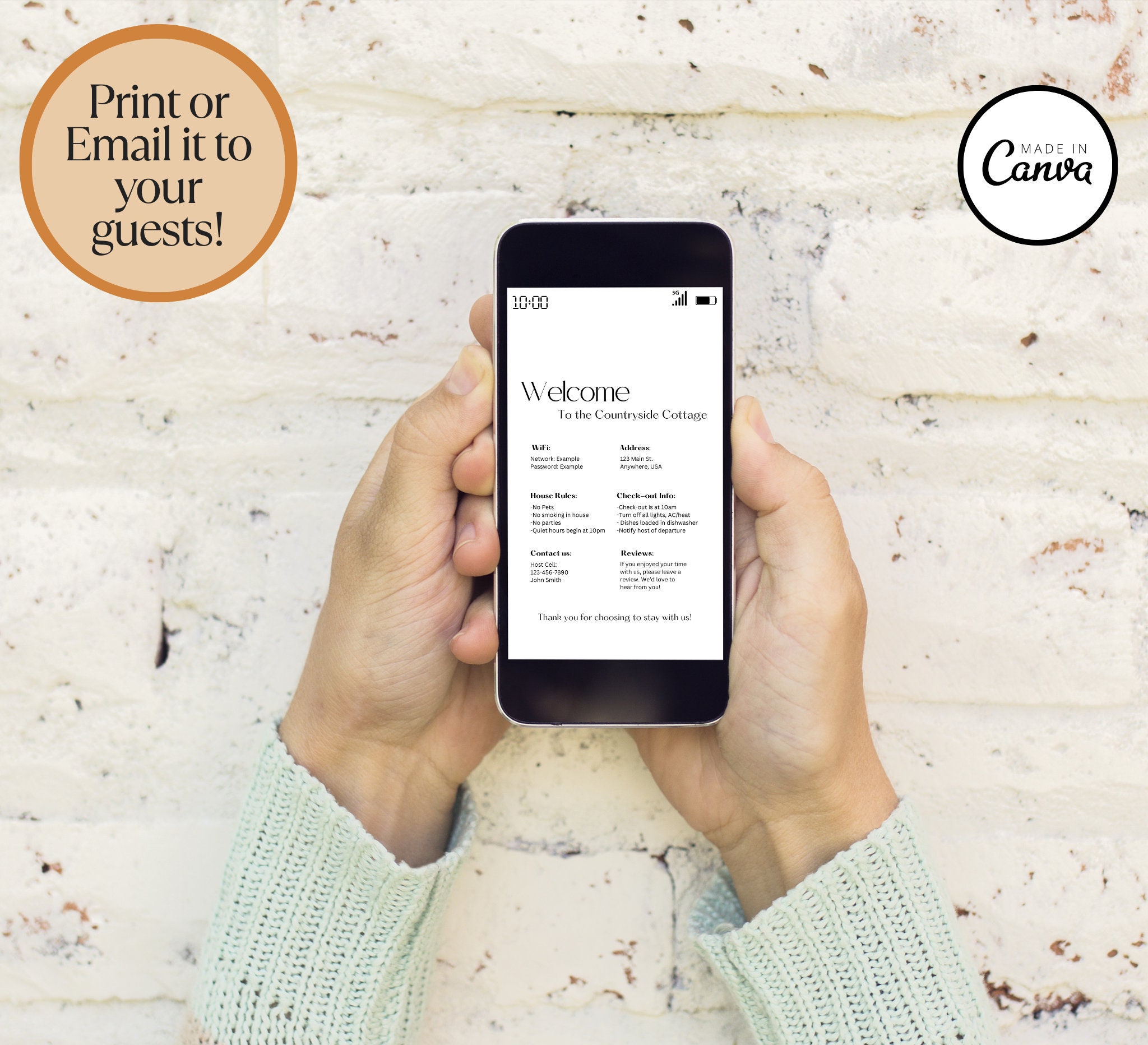 Modern Airbnb Welcome Sign, Printable Digital Download, Template for ...