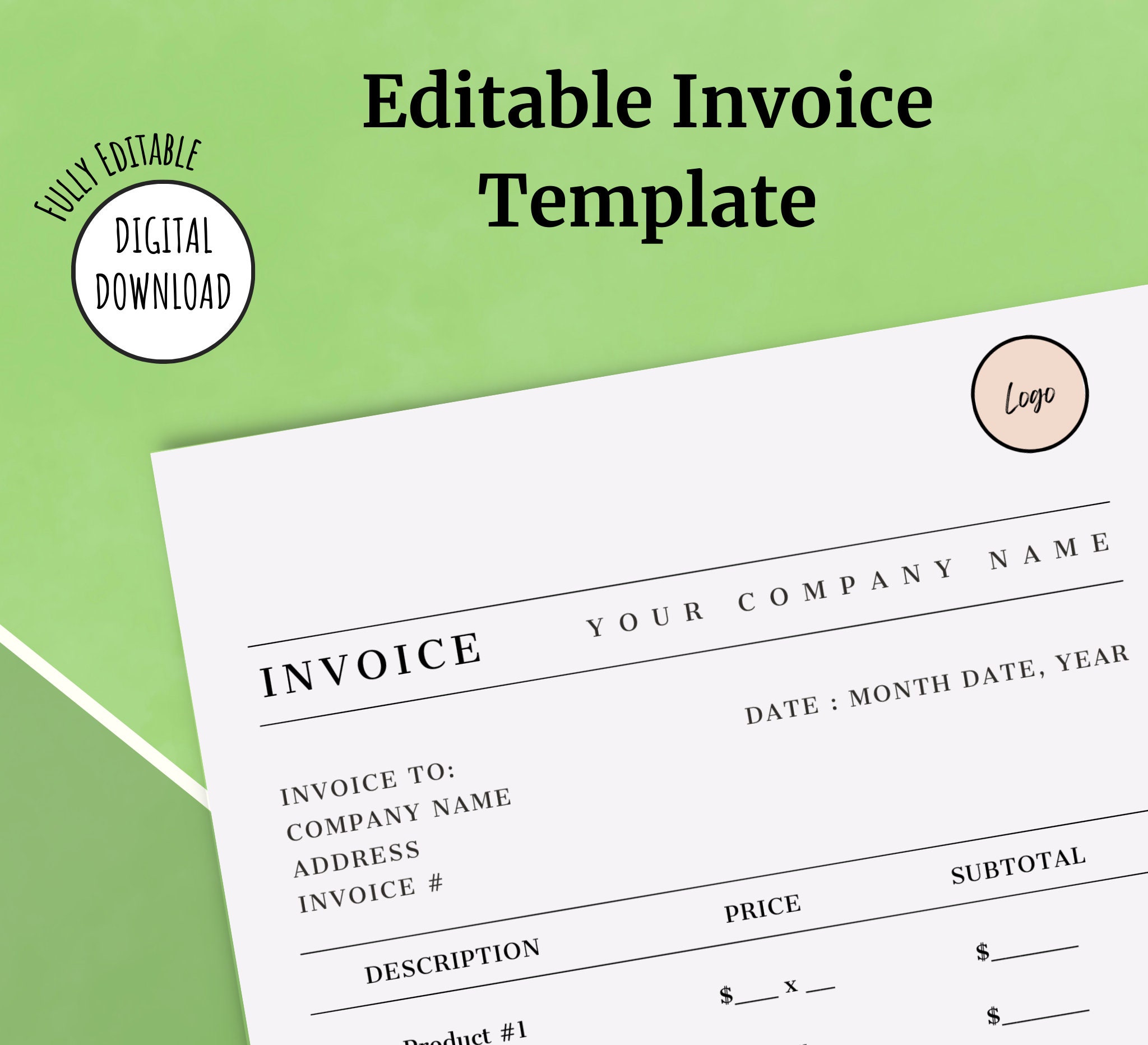 Custom Invoice Form Template for Small Business, Canva, Digital ...