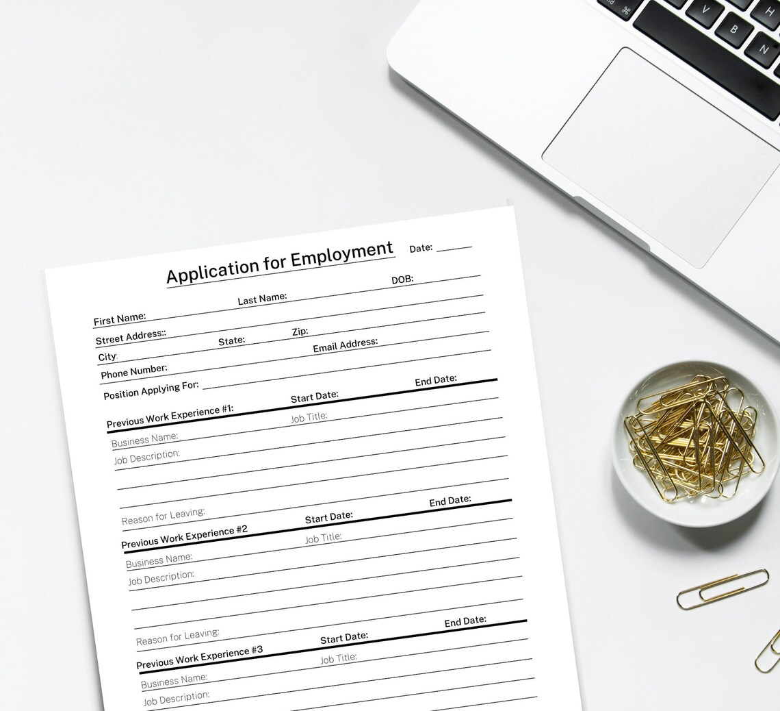Application for Employment Printable Job Application Digital - Etsy