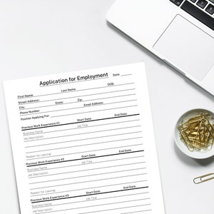 Application for Employment Printable Job Application Digital - Etsy