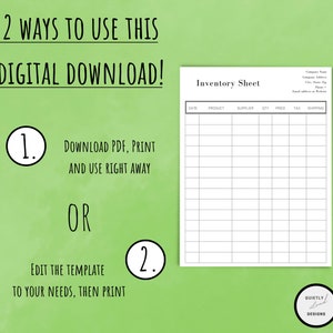 Editable Inventory Management Form I Small Business Inventory Sheet I ...