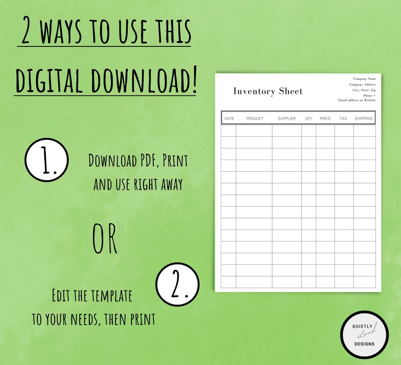 Editable Inventory Management Form I Small Business Inventory Sheet I ...