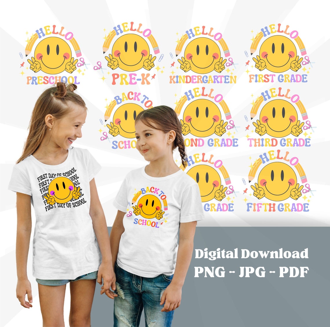 Back to School DIGITAL DOWNLOAD, Groovy Student, Retro First Day of ...