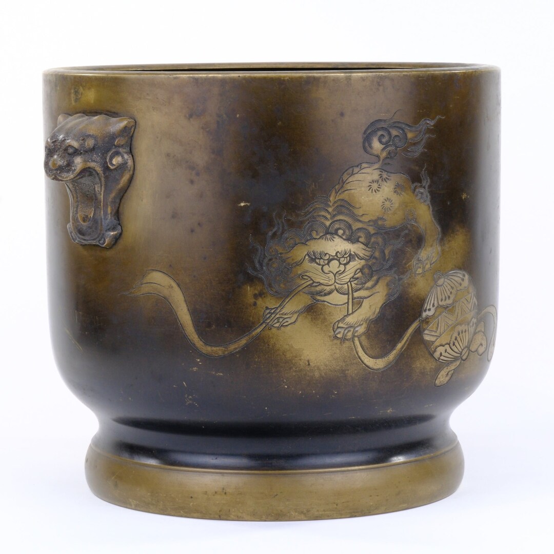 Antique Japanese Meiji Era Bronze Hibachi Brazier Shi-shi Fu Dogs 10 - Etsy