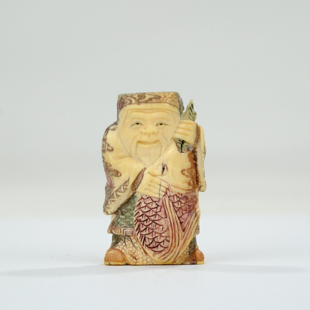 Vintage Chinese Figurine / Netsuke Hand Carved Oxbone 2H - Etsy