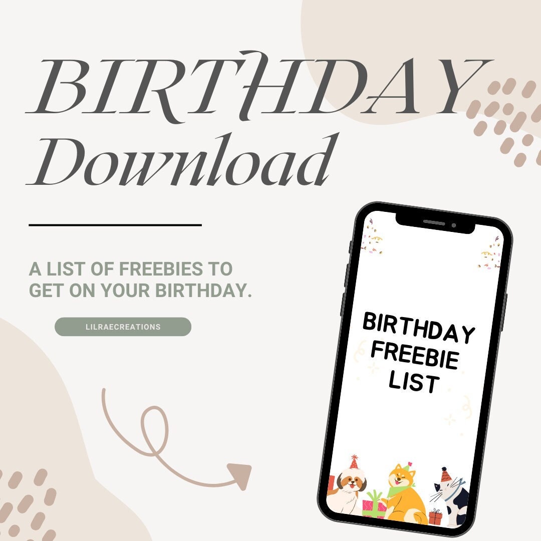 DIGITAL DOWNLOAD Birthday Freebie List Gift For Her Gift For Him