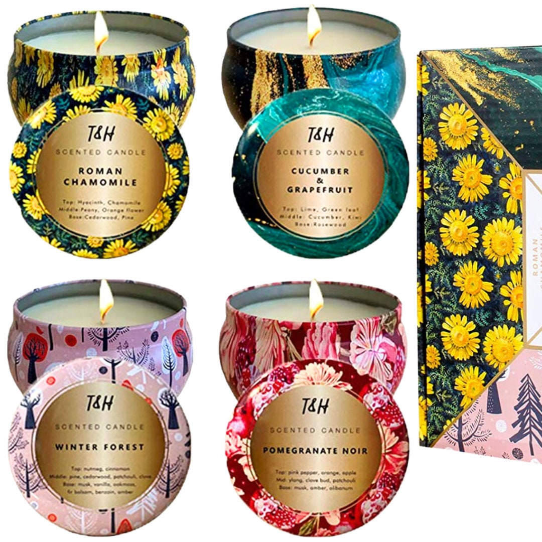 Seasonal Candle Gift Set of 4 | Pomegranate, Cucumber Grapefruit ...