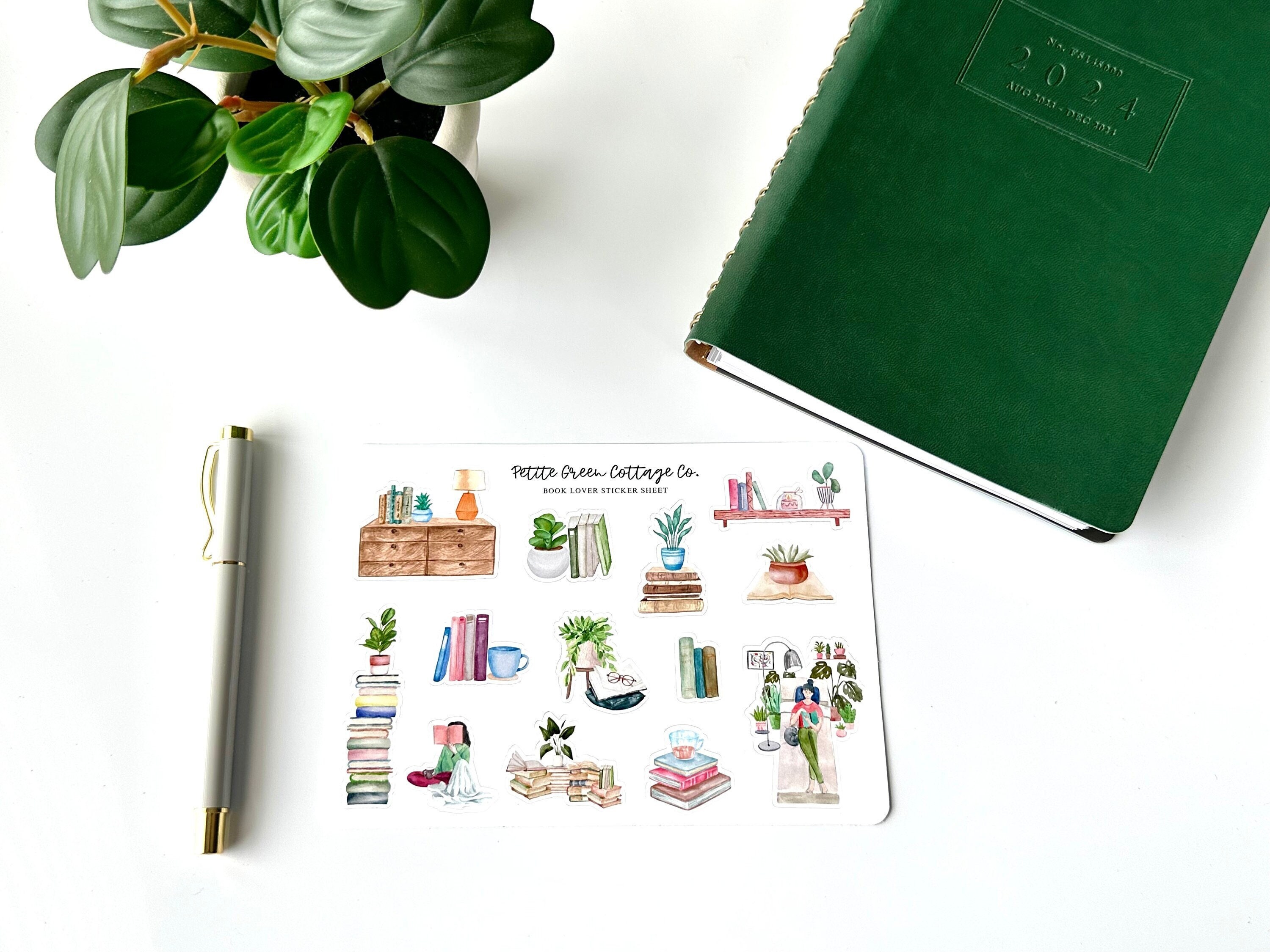 Cozy Book Aesthetic Planner Stickers, Book Lover Sticker Sheet, Reading ...