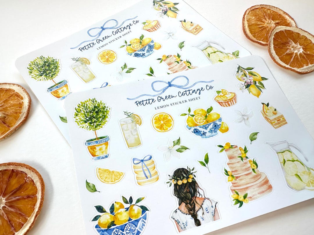 Lemon Journaling Stickers, French Picnic Aesthetic Sticker Sheet ...