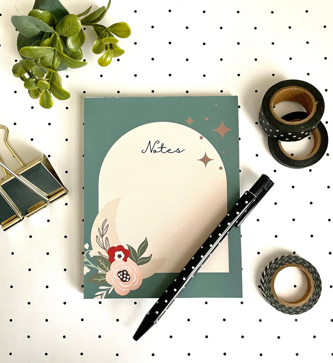 Crescent Moon Notepad, Moon and Stars Notepad, Celestial Aesthetic ...