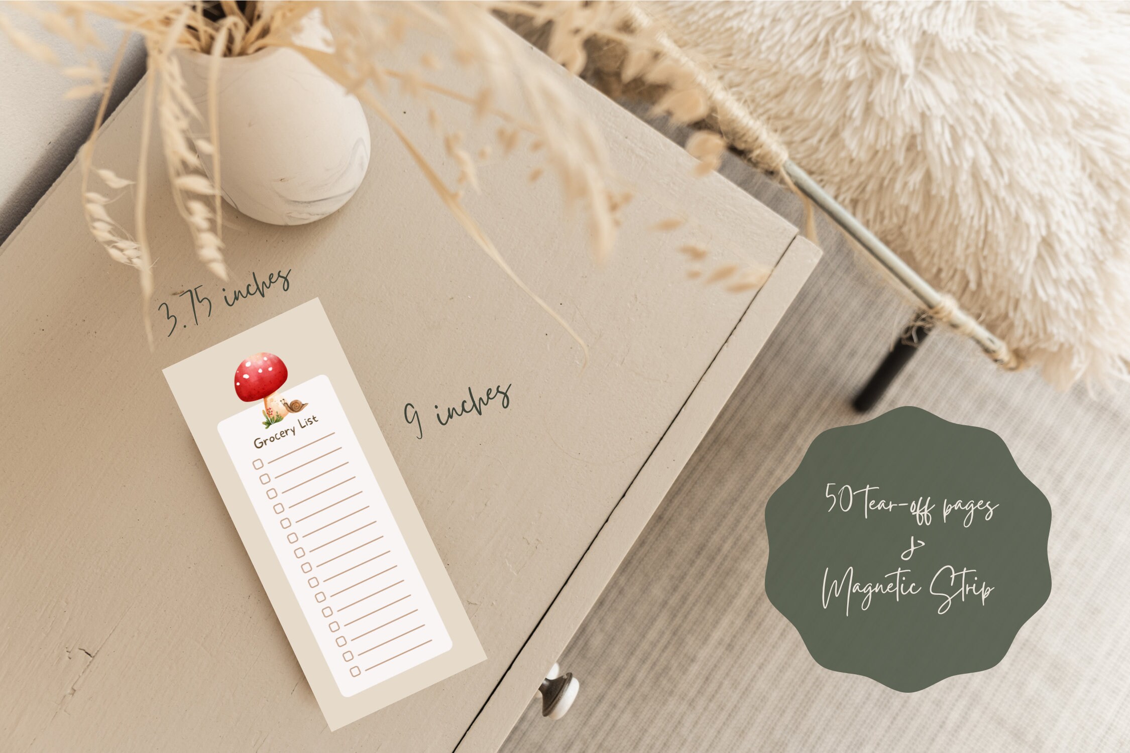Mushroom Grocery List Notepad Mushroom Magnetic Grocery List Pad ...