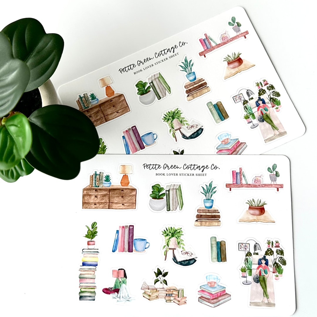Cozy Book Aesthetic Planner Stickers, Book Lover Sticker Sheet, Reading ...