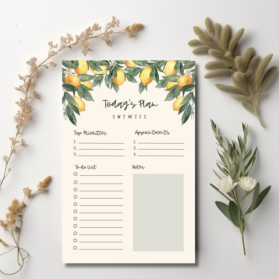 Daily Planner for Teacher Lemon Planner for Busy Mom Kitchen Decor ...