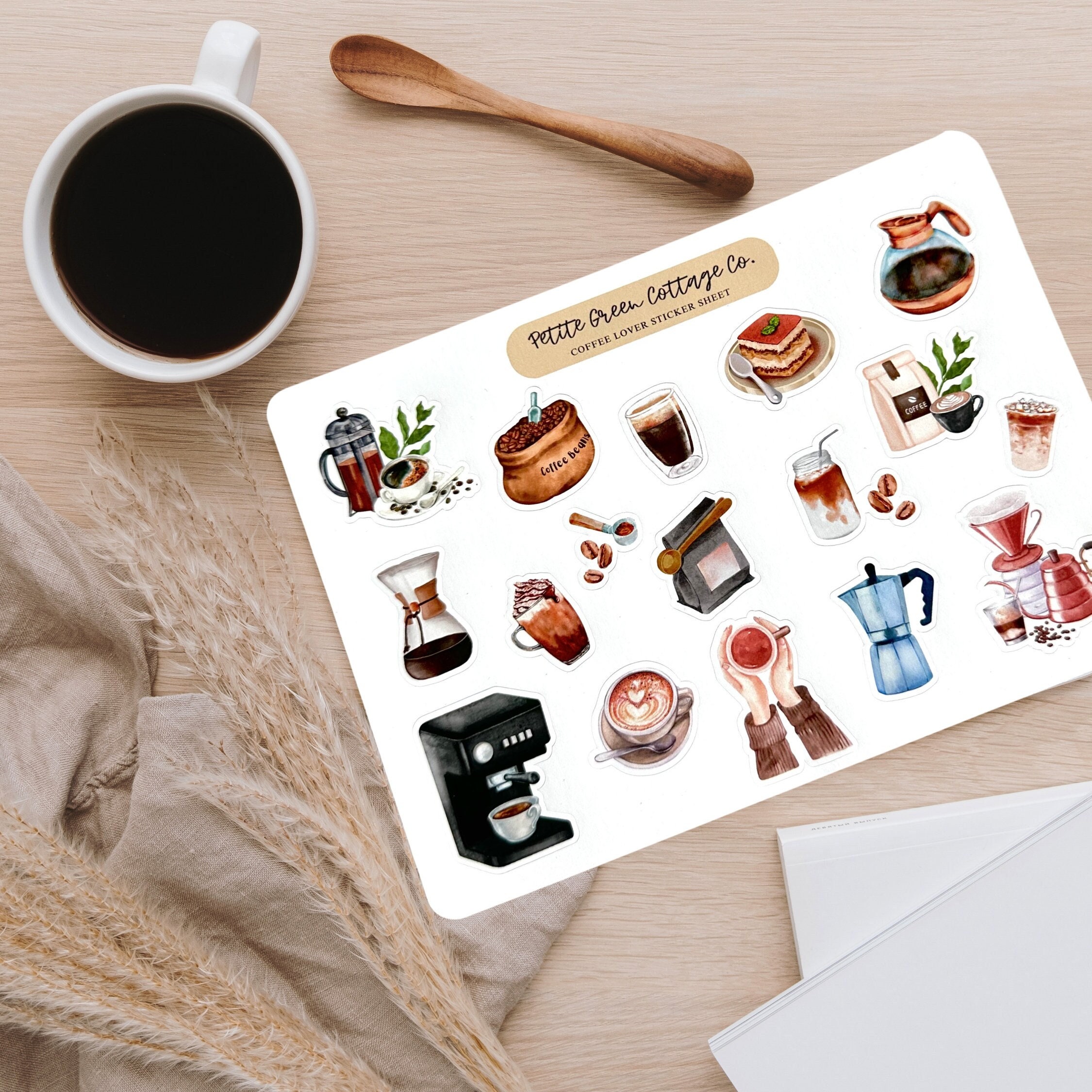Coffee Themed Journaling Sticker Sheet. Coffee Lover Gift, Coffee Break ...