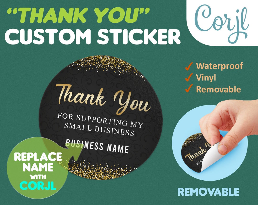 Custom Thank You Sticker, Personalized Business Sticker, Removable ...