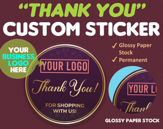 Custom Logo Sticker Thank You Sticker for Small Business | Etsy