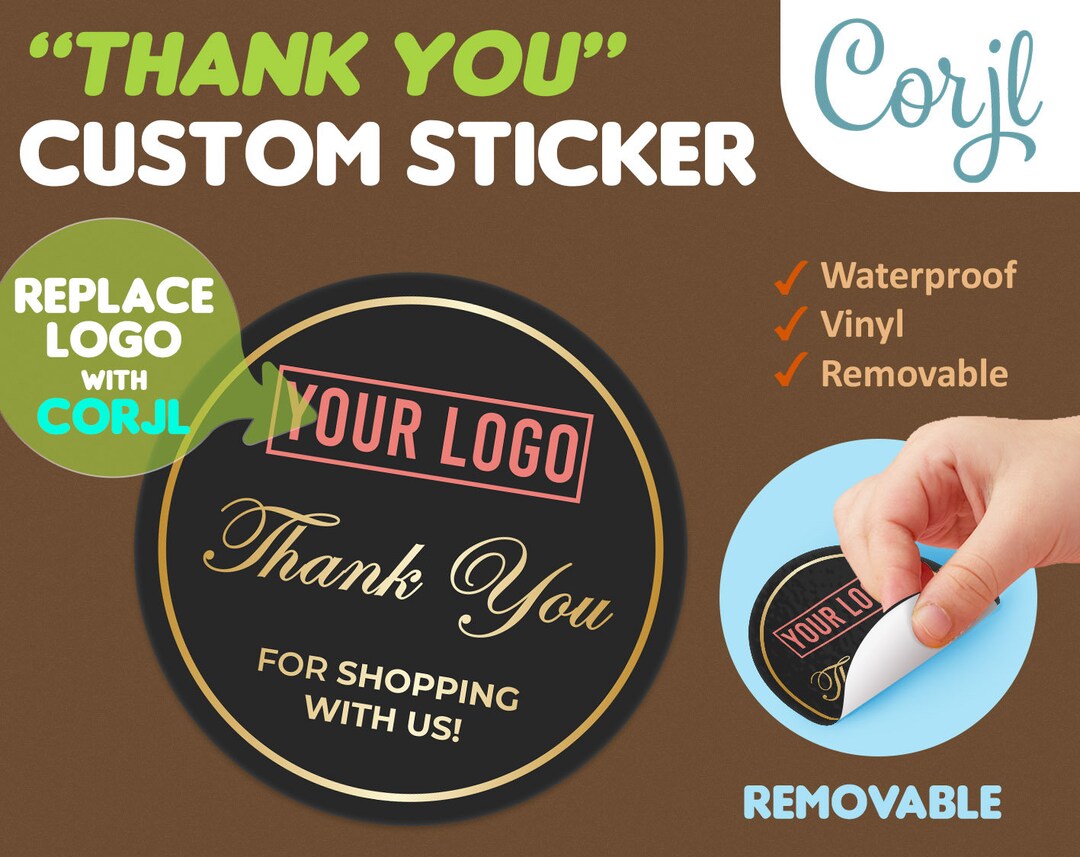 Custom Logo Sticker, Thank You Sticker for Small Business, Personalized ...