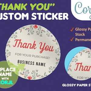 Custom Thank You Sticker, Personalized Business Sticker, Diecut Printed ...