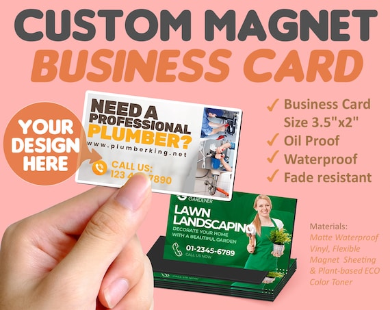 Business Card Magnet. Custom Printed Magnet. Business Magnets. - Etsy