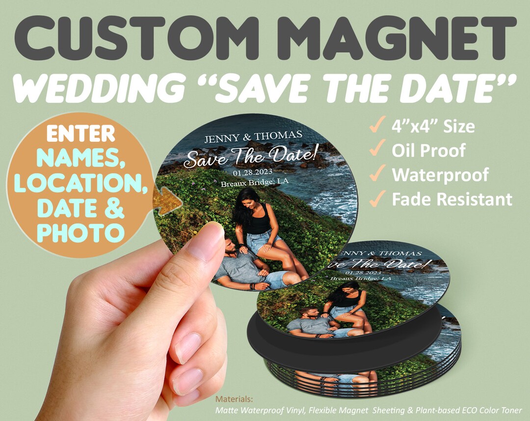 Save the Date Magnet. Custom Printed Magnet. Personalized Wedding ...
