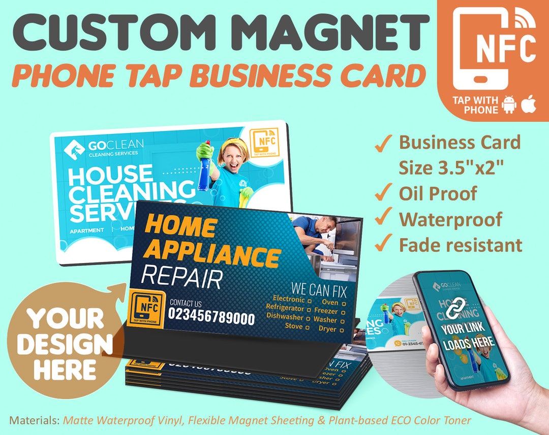 Phone Tap Business Card. Custom Magnets With NFC. Personalized Business ...