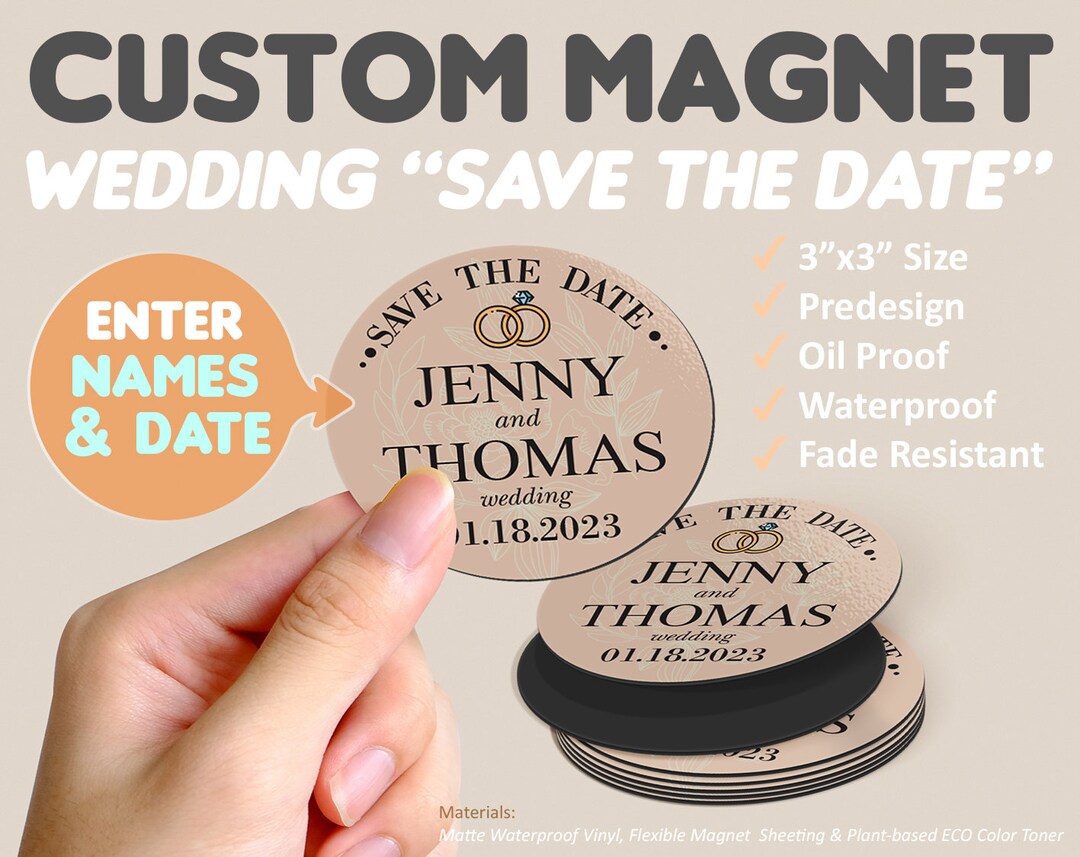 Personalized Save the Date. Custom Wedding Magnet. Invitation Magnets ...