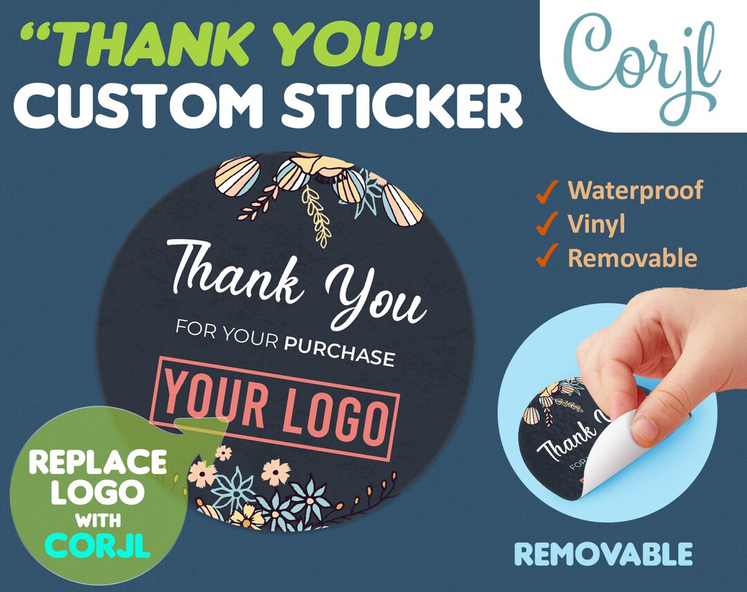 Custom Logo Sticker, Thank You Sticker for Small Business, Personalized ...