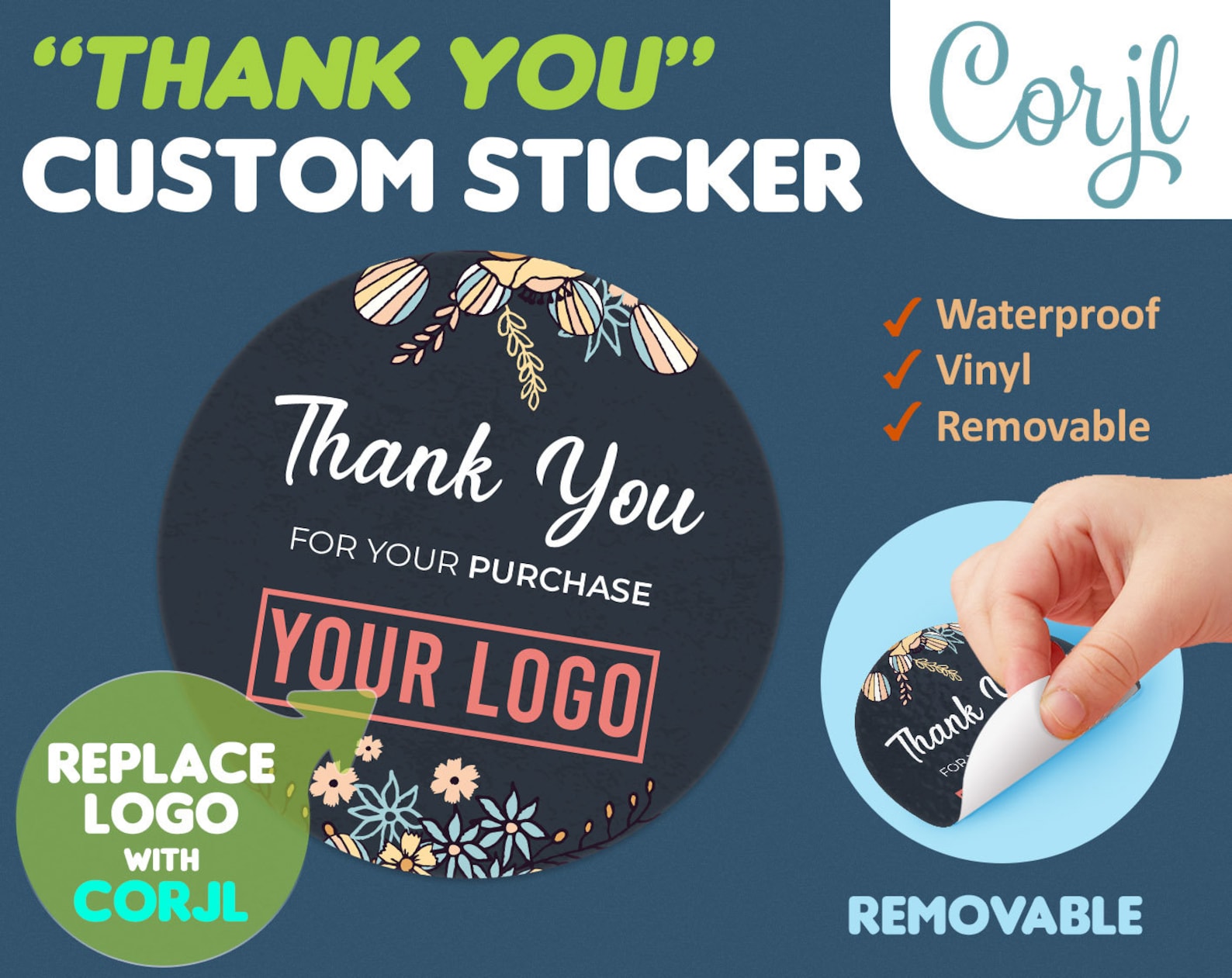 Custom Logo Sticker Thank You Sticker for Small Business | Etsy