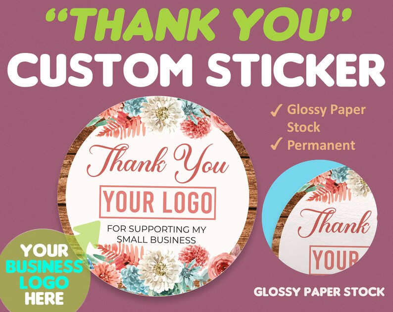 Custom Logo Sticker Thank You Sticker for Small Business - Etsy