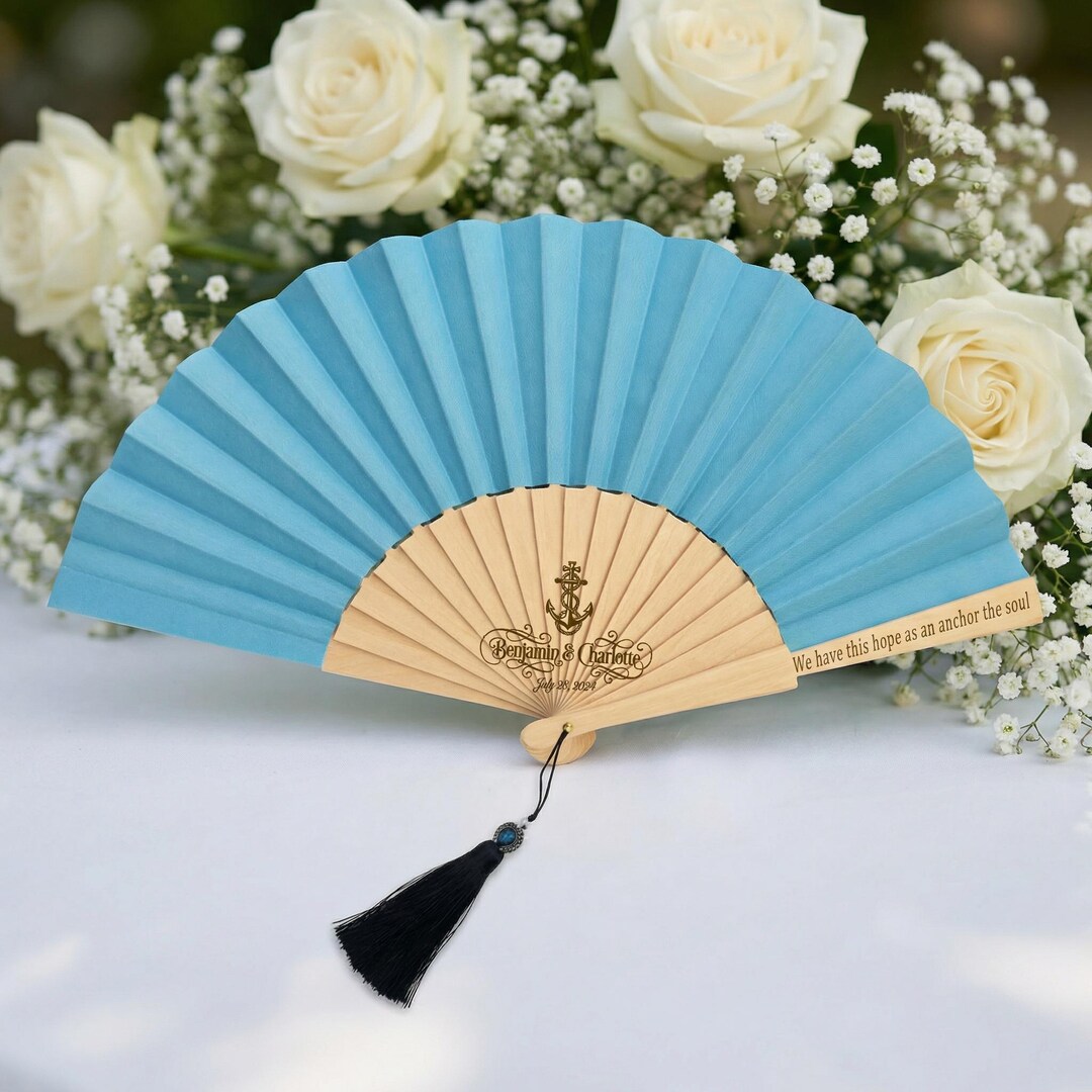 Personalized Wedding Fan – Soft Fabric Hand Fan for Elegant Ceremony ...