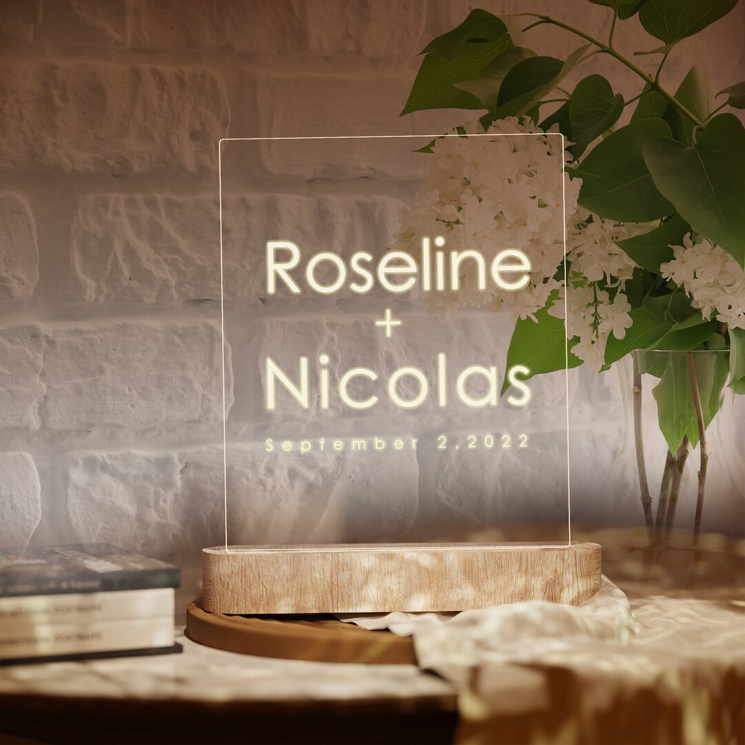 Customized Night Light With Names and Dates A Romantic Presents for ...