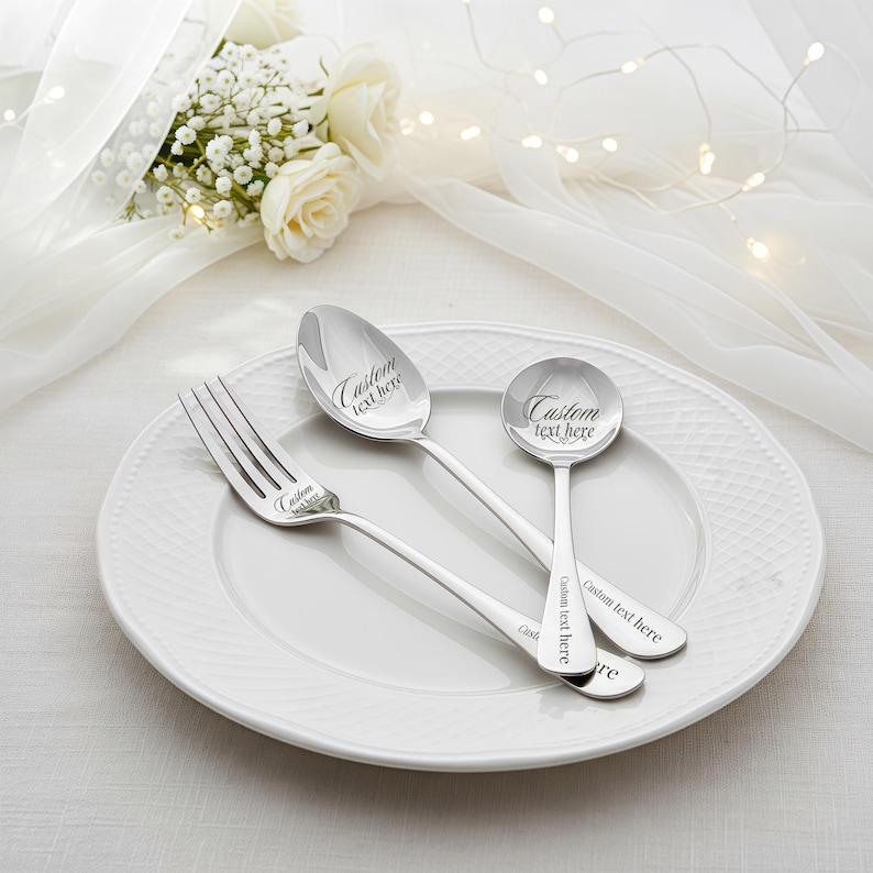 Custom Name Flatware Set | Engraved Spoon & Fork | Personalized Cutlery ...