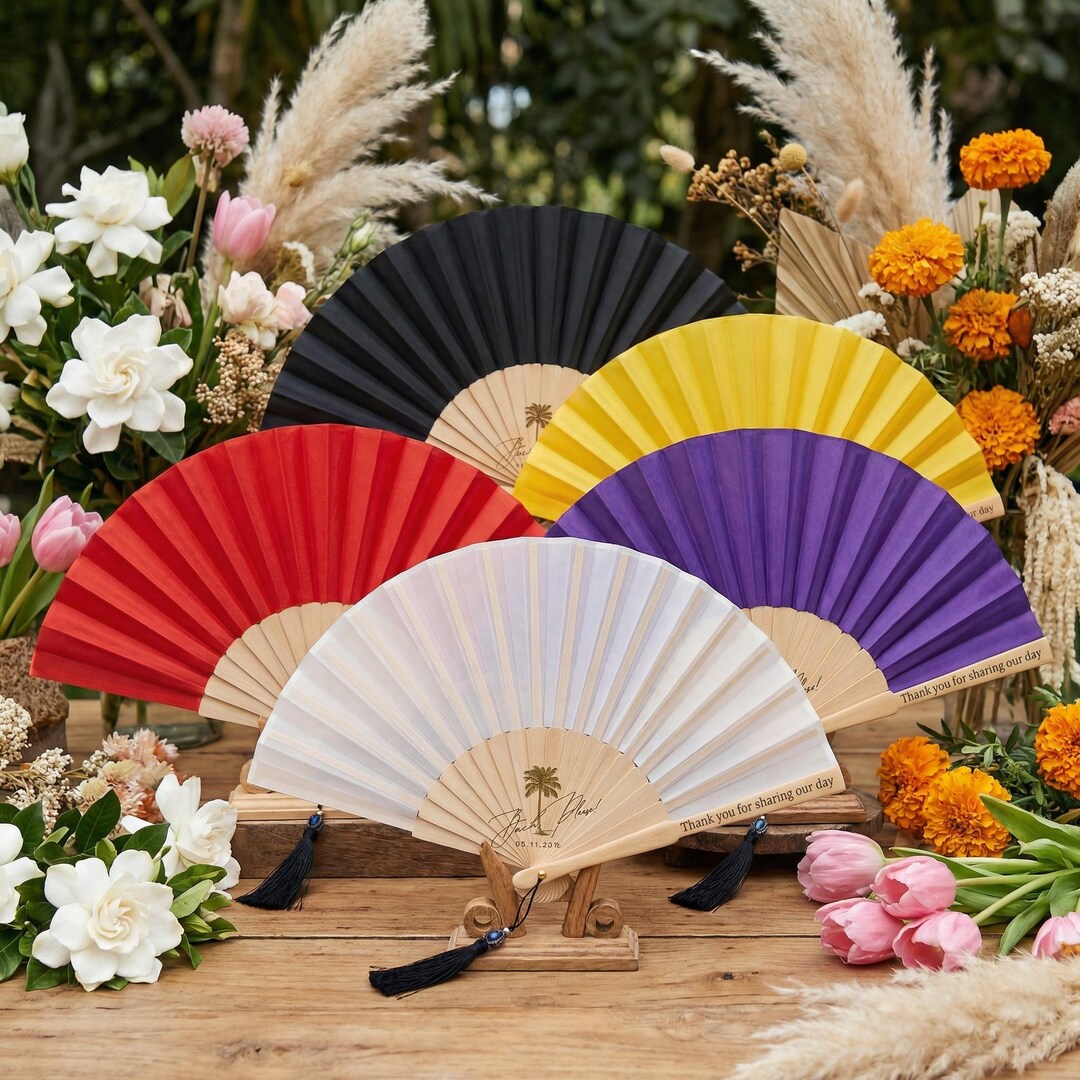 Custom Wedding Fan – Cloth Hand Fan With Personalized Design | Fabric ...