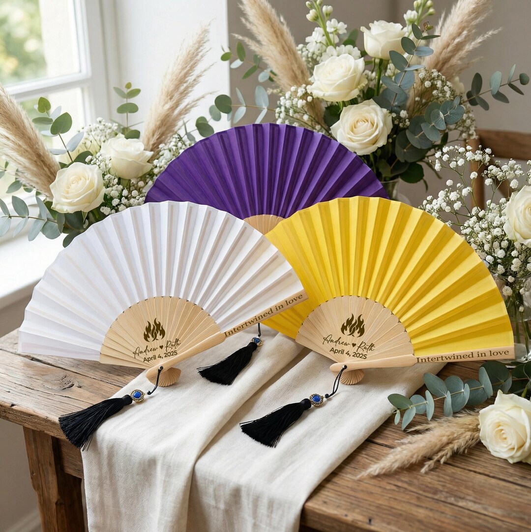 Custom Wedding Fan – Fabric Hand Fan | Personalized Cloth Folding Fan ...