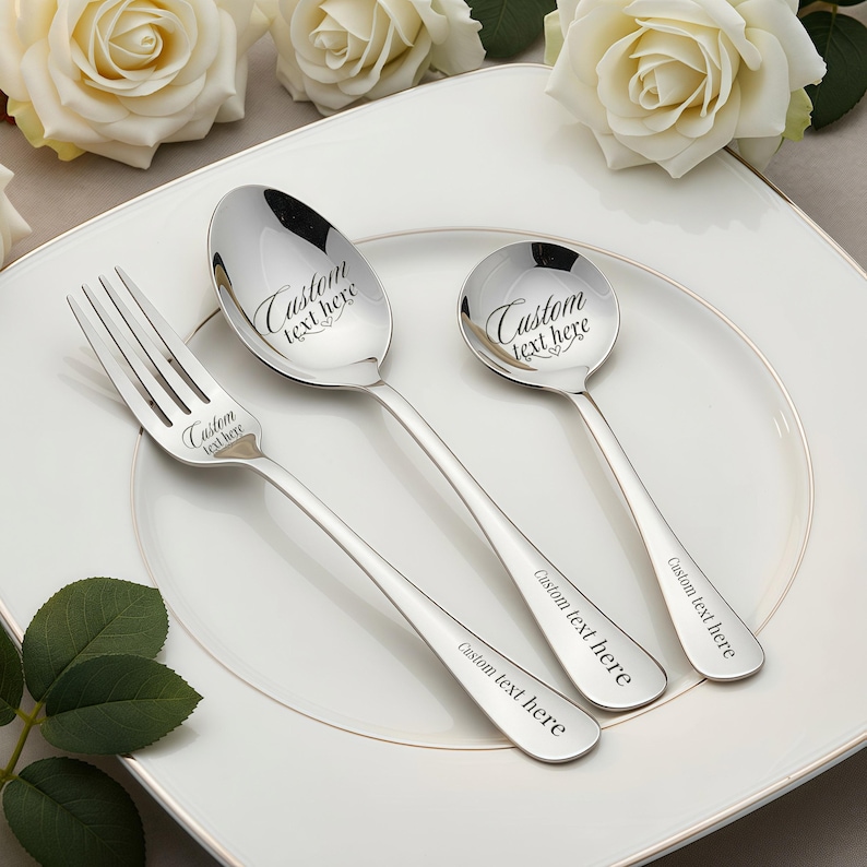 Custom Name Flatware Set | Engraved Spoon & Fork | Personalized Cutlery ...